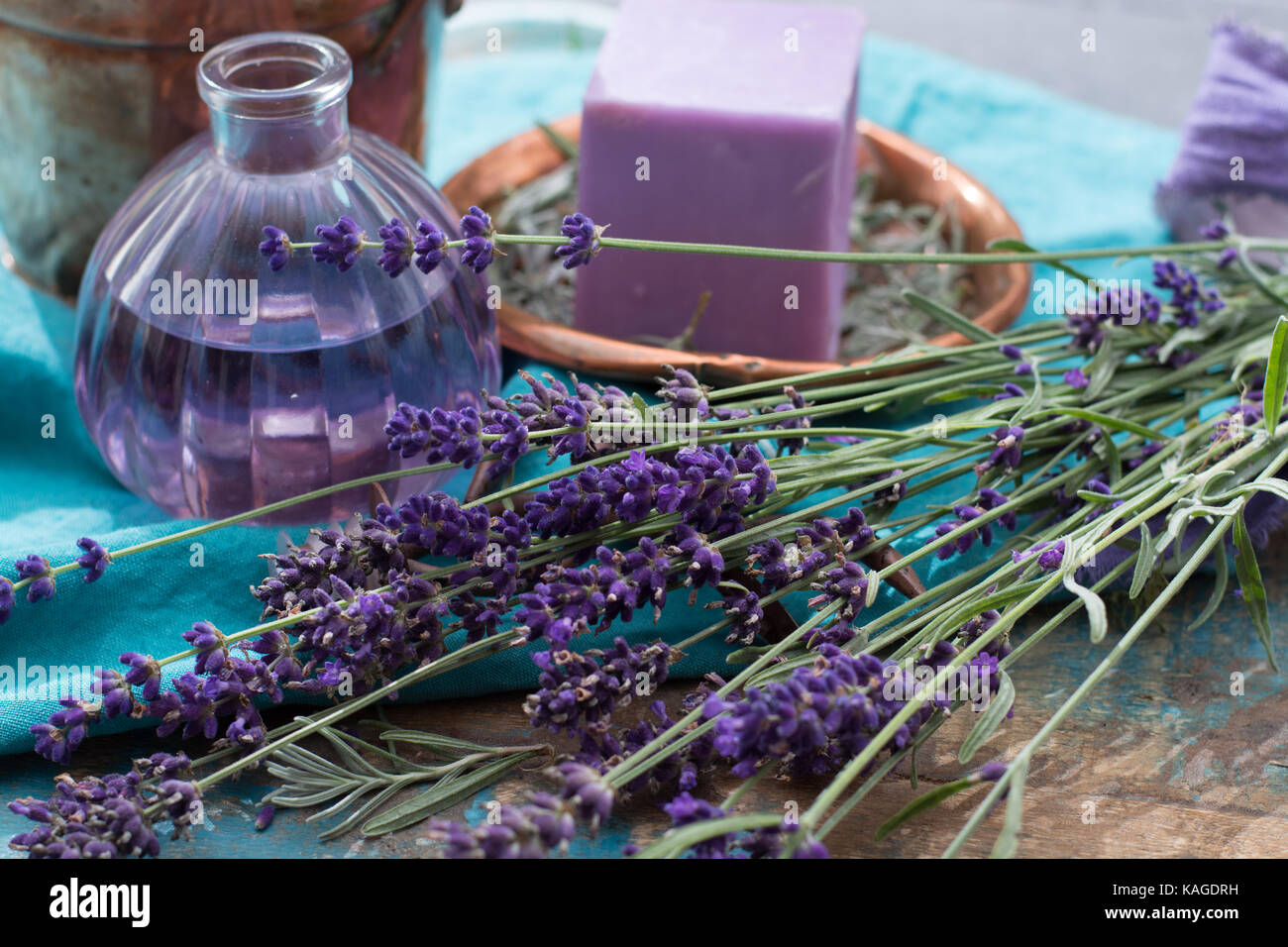 Lavender soap and natural perfumed oil, made from fresh or dried ...