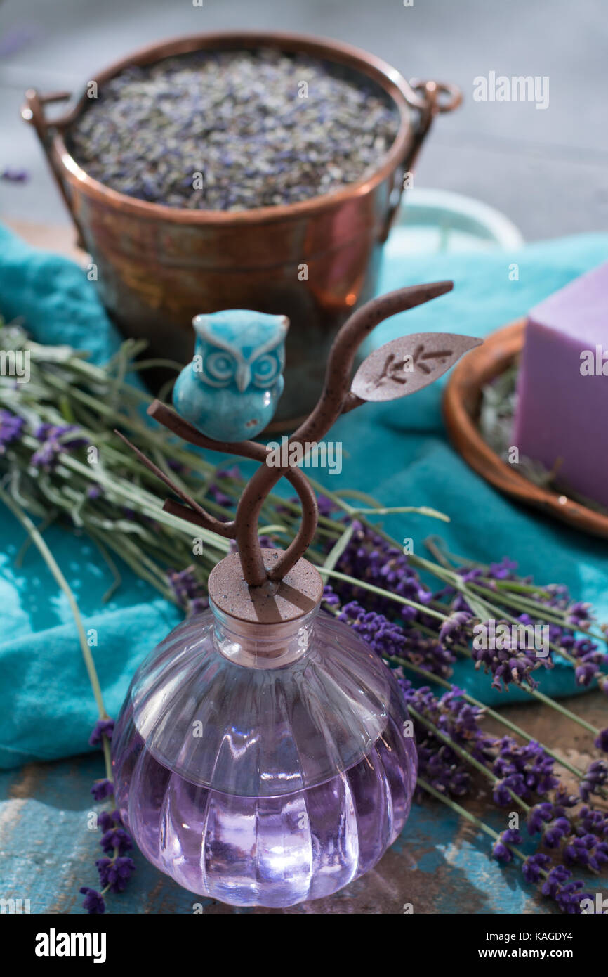 Lavender soap and natural perfumed oil, made from fresh or dried ...