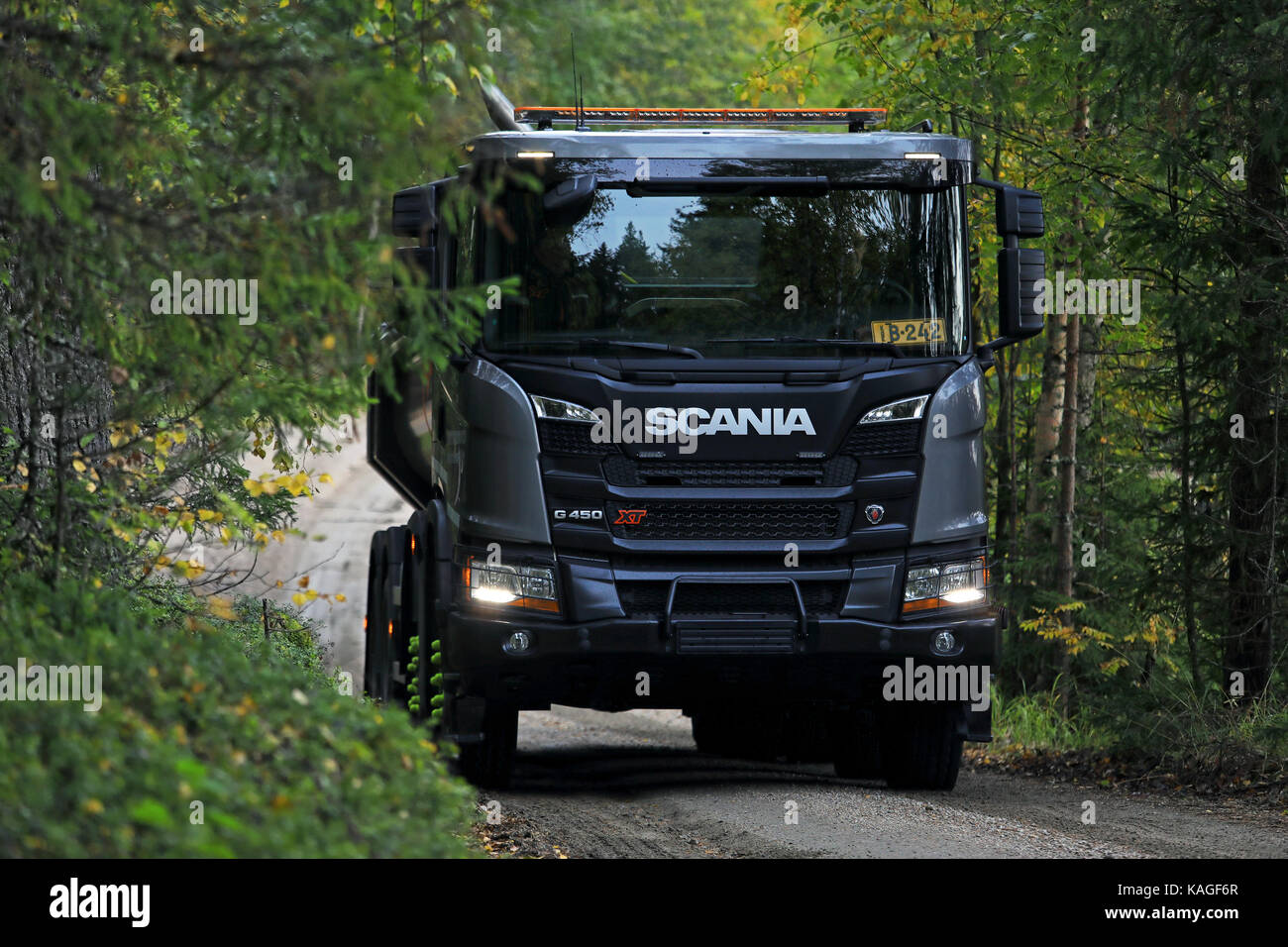 LAUKAA, FINLAND - SEPTEMBER 22, 2017: Next Generation Scania G450 XT ...