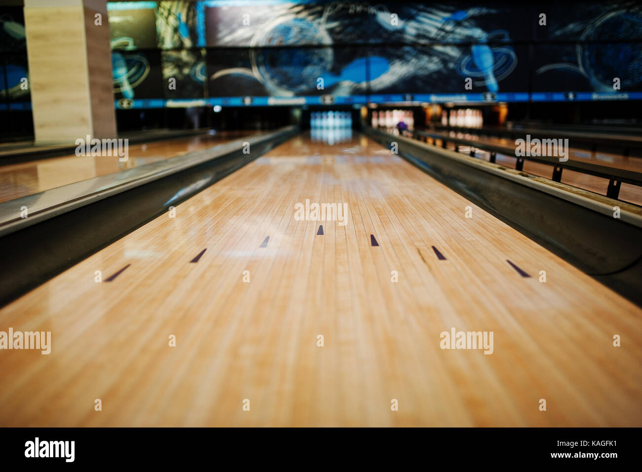 Close up of alley at bowling club Stock Photo - Alamy