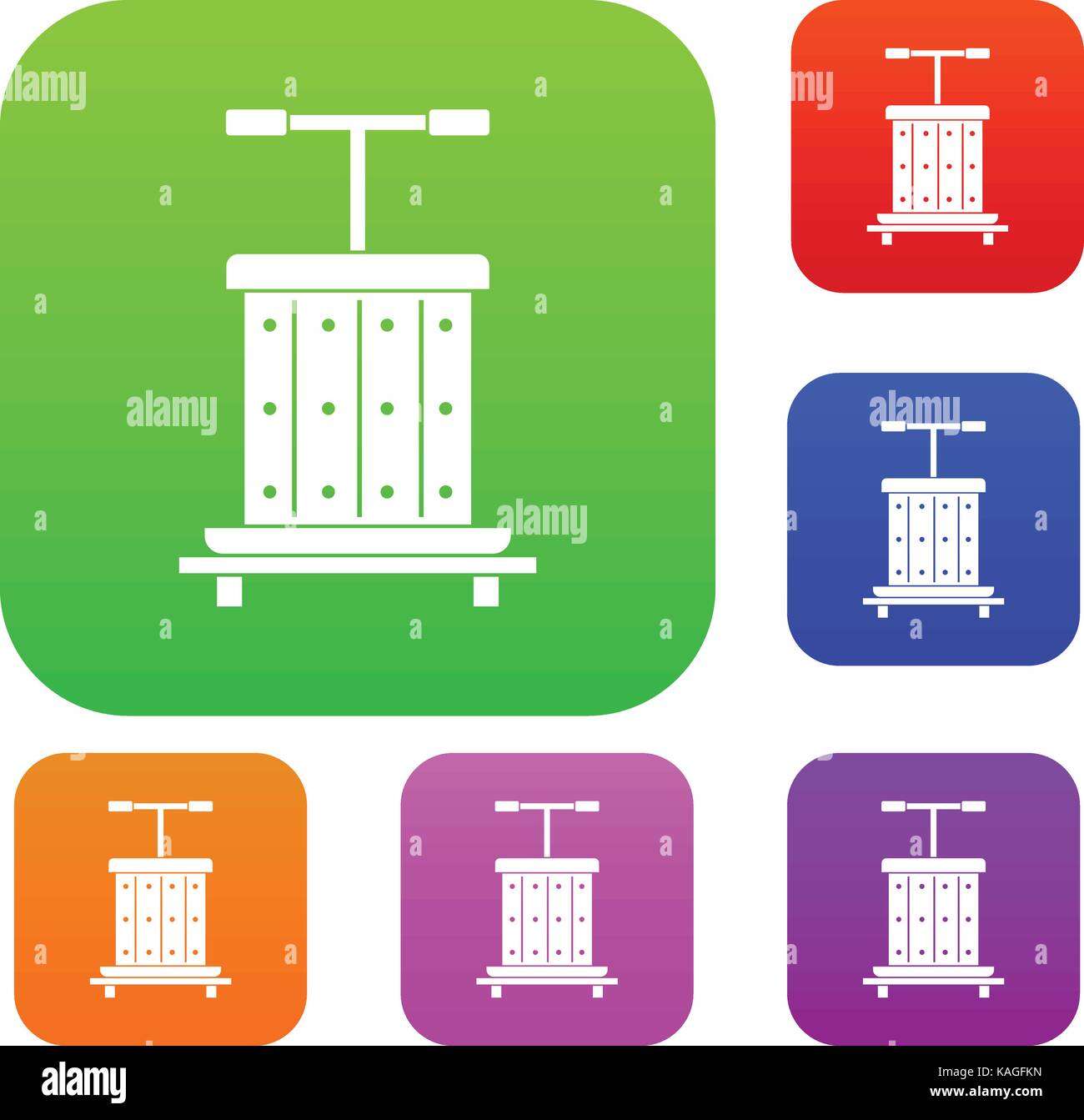 Traditional wooden press for grapes set color collection Stock Vector ...