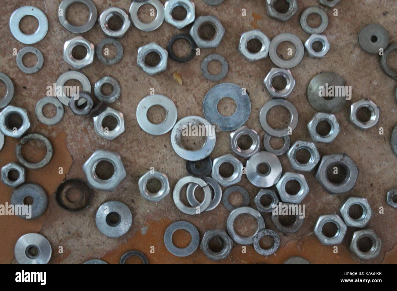 shine steel different shape and form nuts for help in repair Stock ...