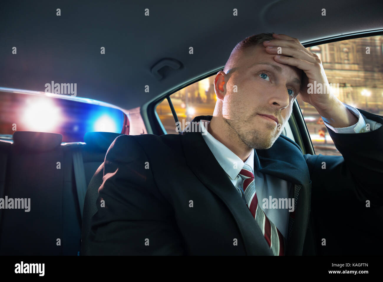 Stressed Young Driver Has Problems With Police Stock Photo - Alamy