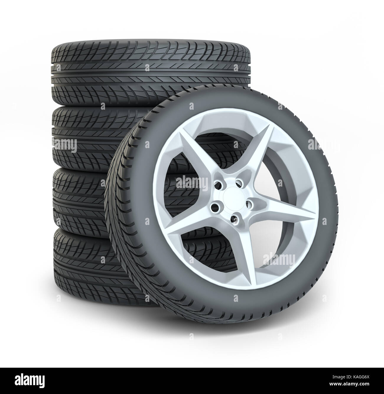 Stack of wheels on white Stock Photo - Alamy