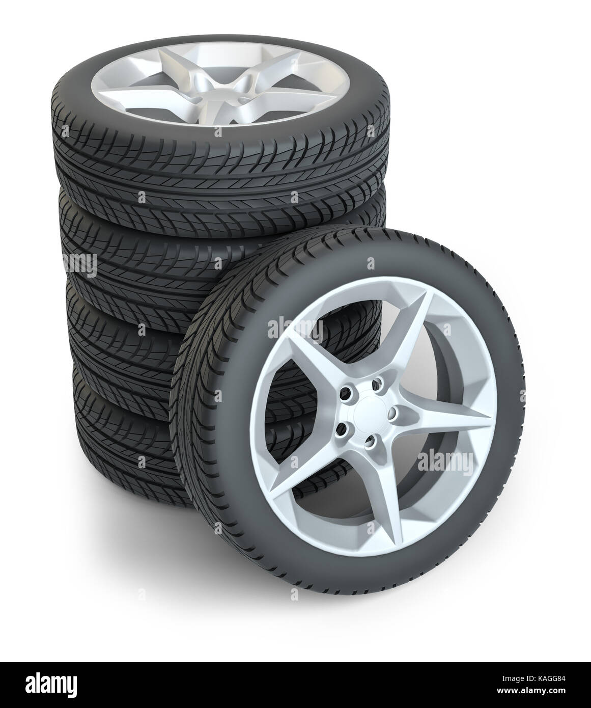 Stack of wheels on white Stock Photo - Alamy