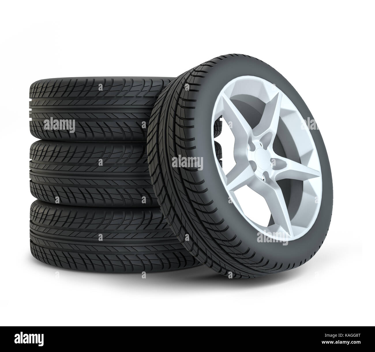 Stack of wheels on white Stock Photo - Alamy