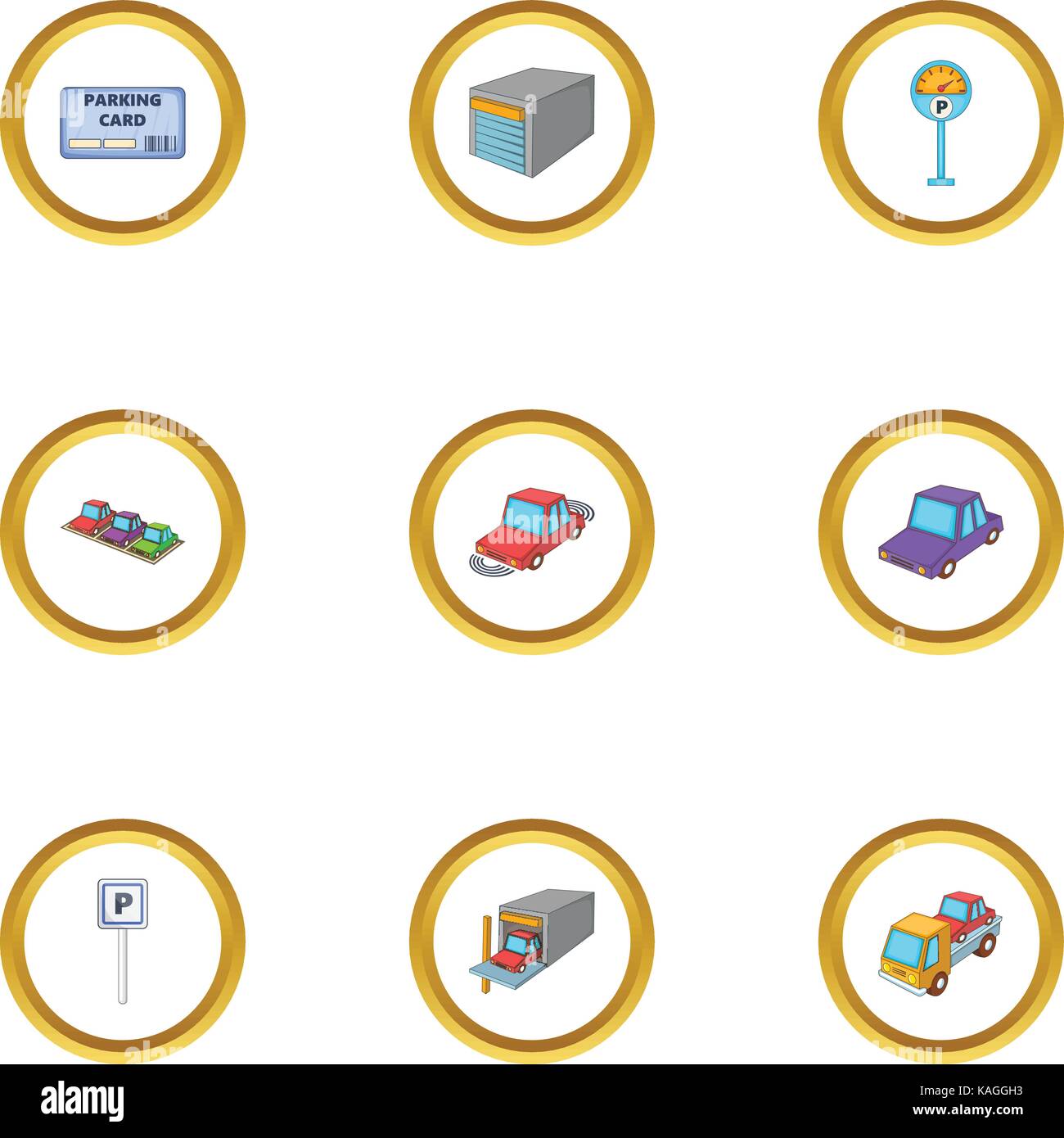 Parking area icons set, cartoon style Stock Vector Image & Art - Alamy