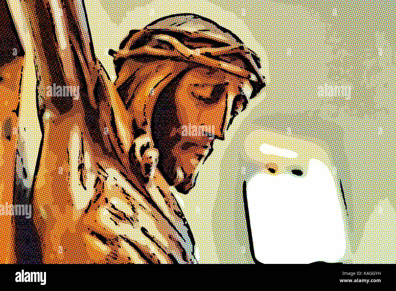 Celebrating the Good Friday, the face of Jesus Christ with crown of ...