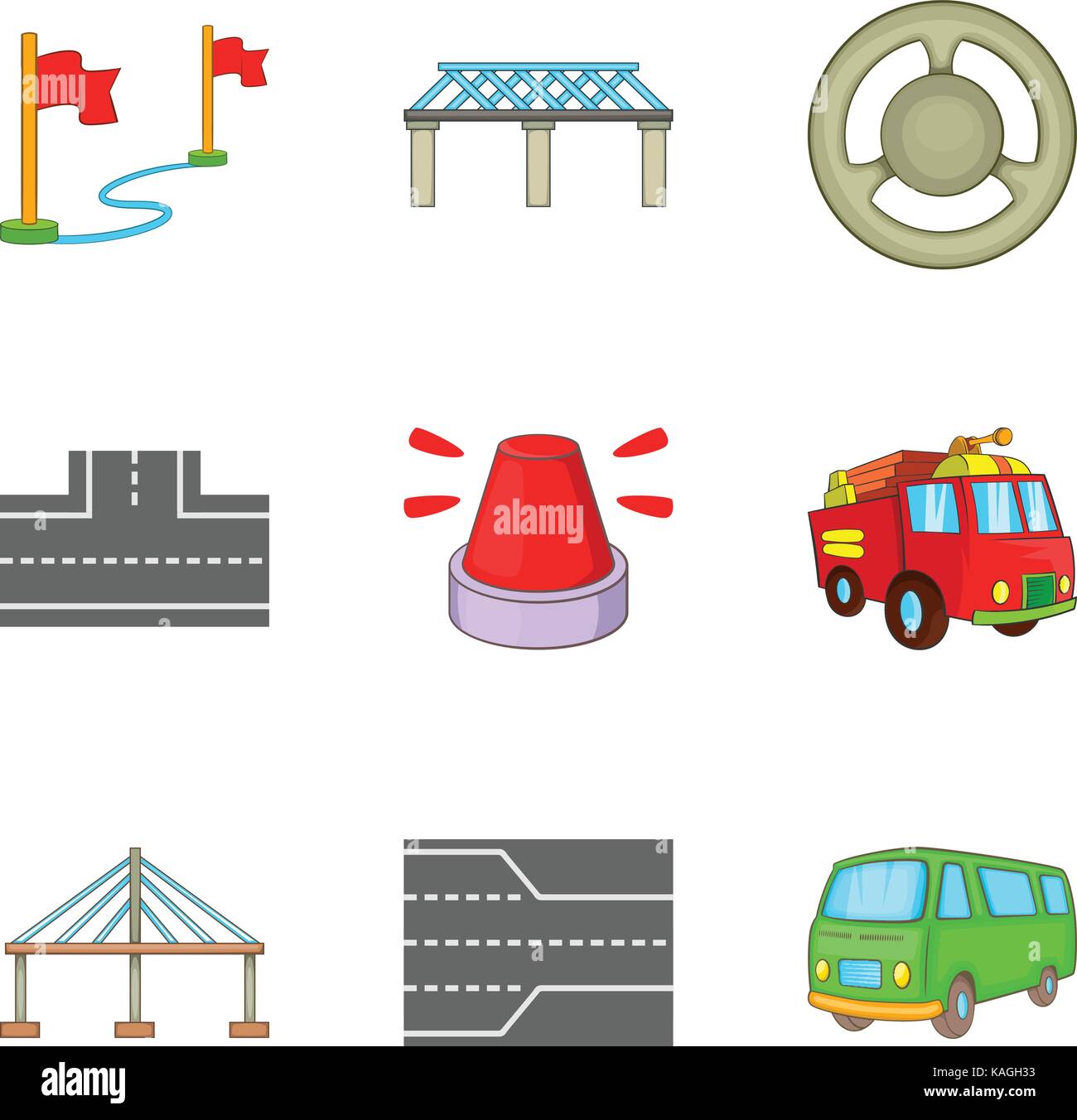 Road lane icons set, cartoon style Stock Vector Image & Art - Alamy