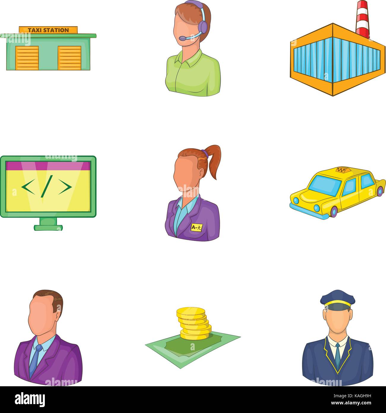 Wage-earner icons set, cartoon style Stock Vector Image & Art - Alamy