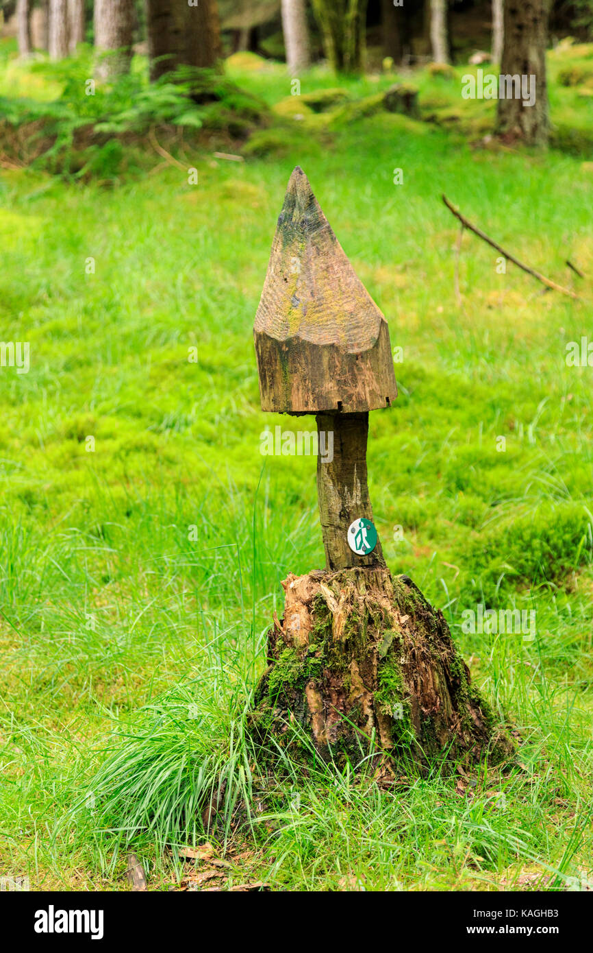 Carved wooden route marker post Stock Photo - Alamy