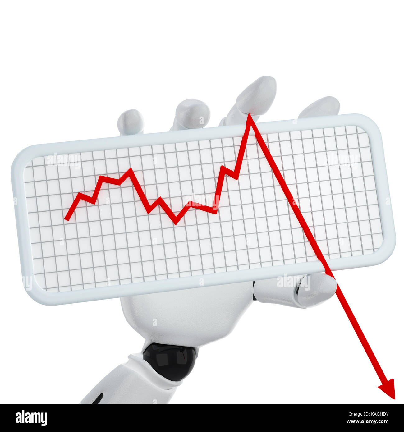 3d robotic hand hold a plate with graph Stock Photo - Alamy
