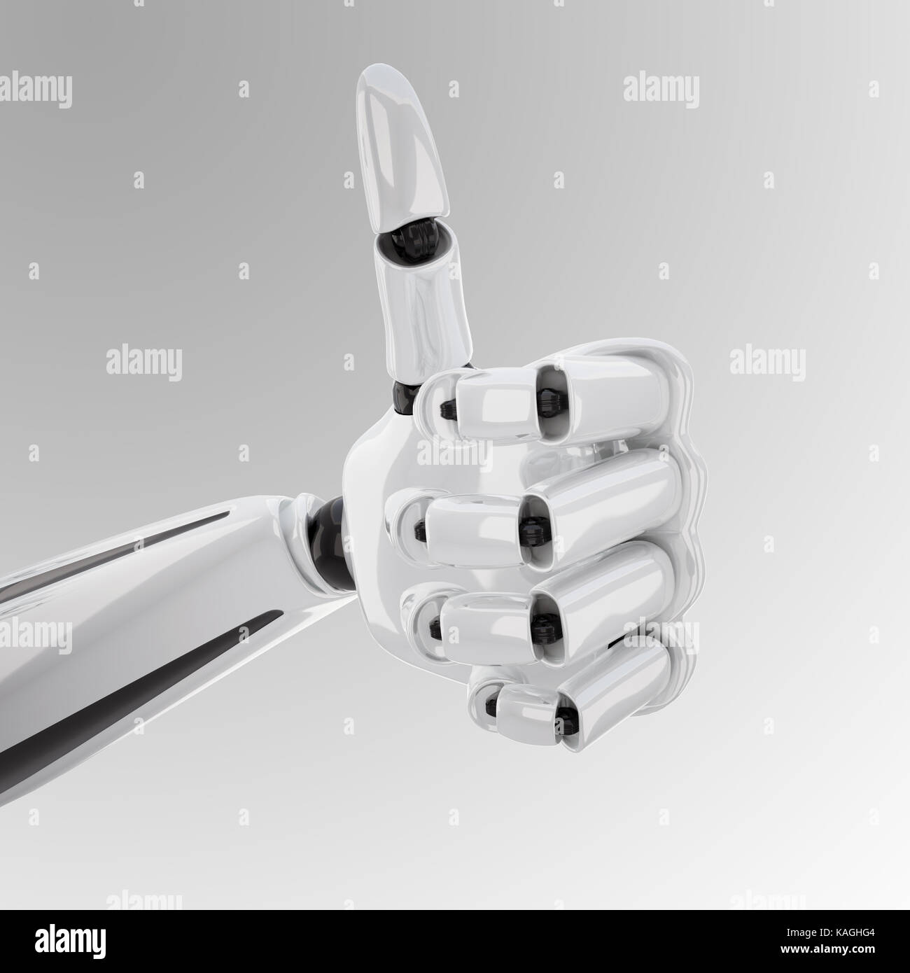 a 3d robotic hand giving the "yeah" sign Stock Photo - Alamy