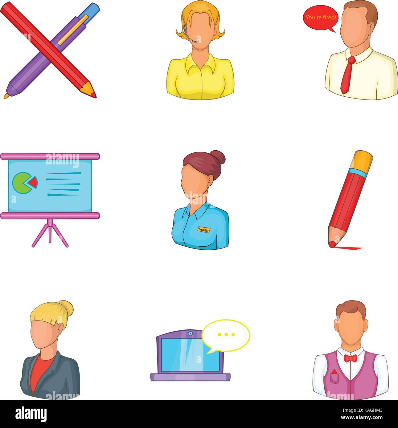 Management of a company icons set, cartoon style Stock Vector Image ...