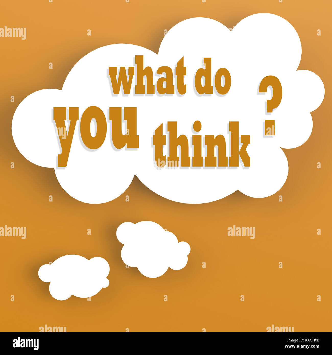 Thought bubble with what do you think Stock Photo - Alamy