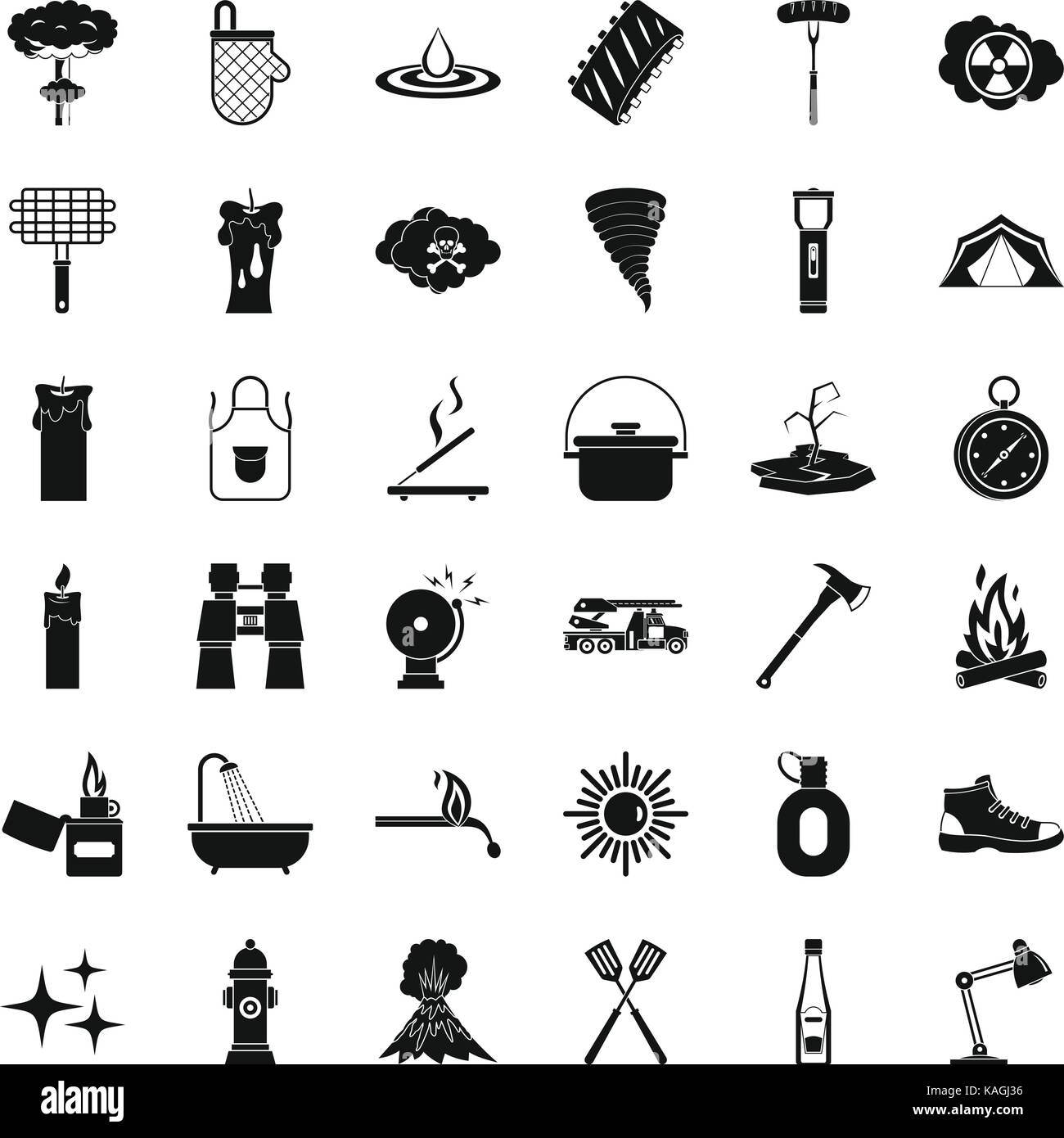 Fire icons set, simle style Stock Vector Image & Art - Alamy