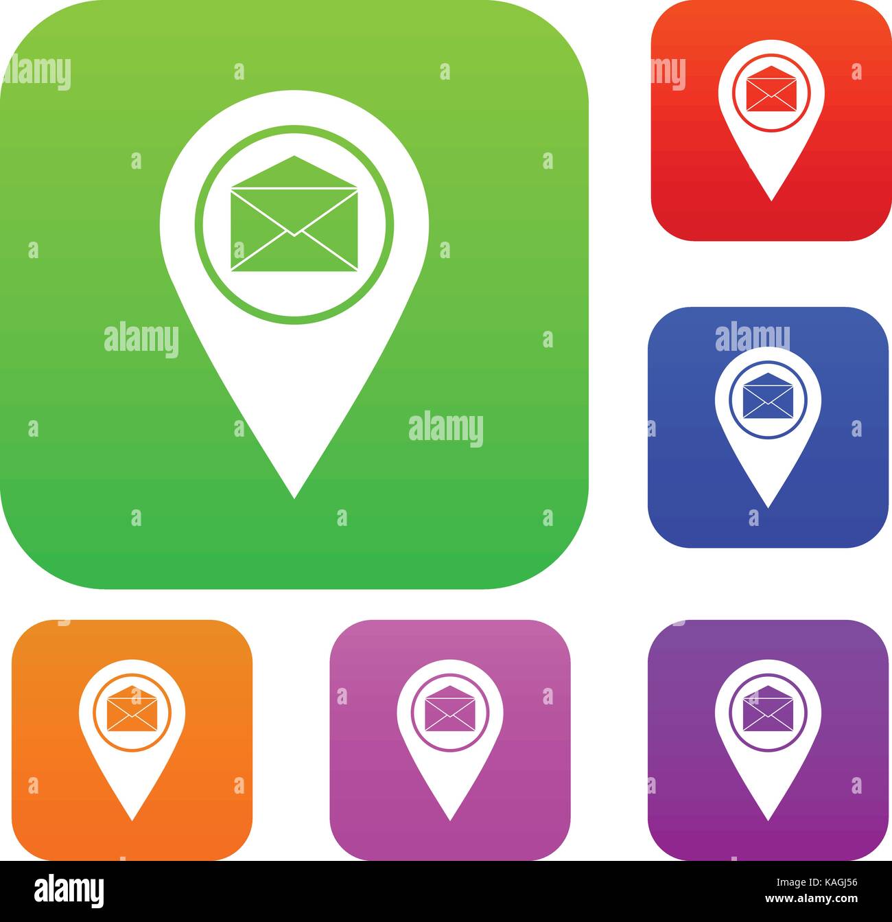 Marker location with envelope sign set color collection Stock Vector ...