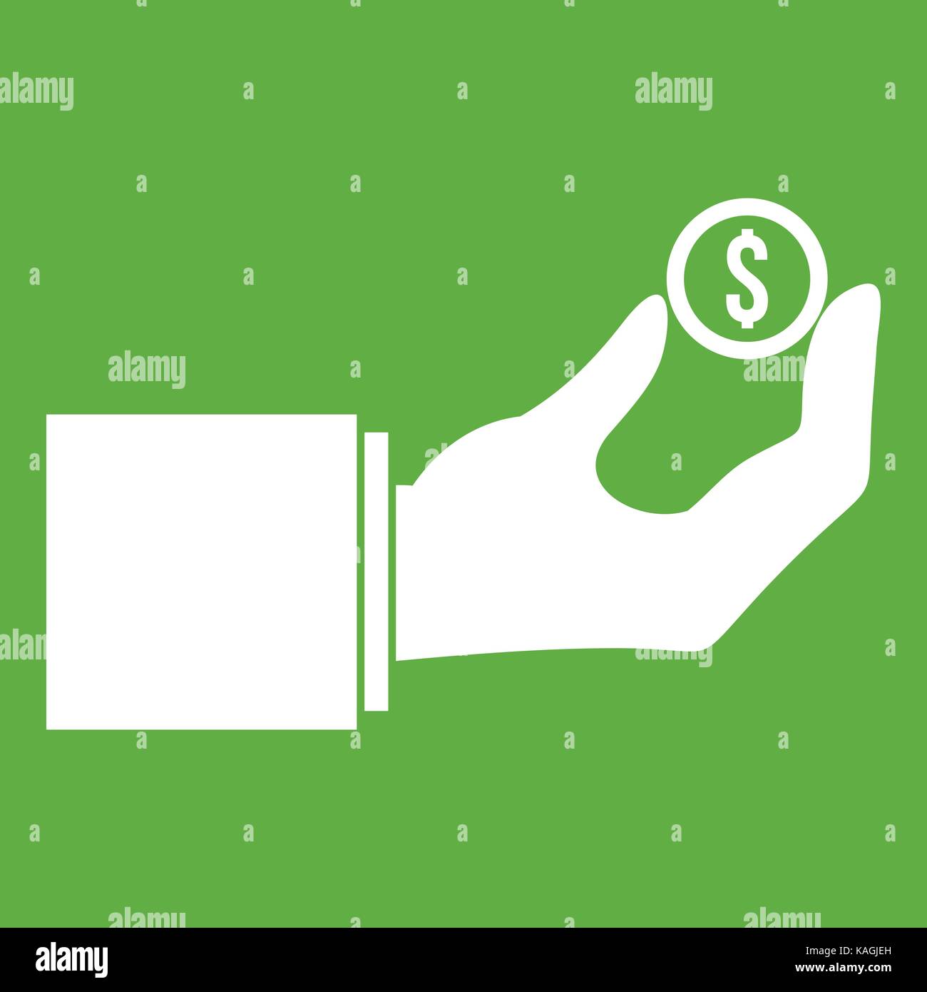 Hand holding the money coin icon green Stock Vector Image & Art - Alamy