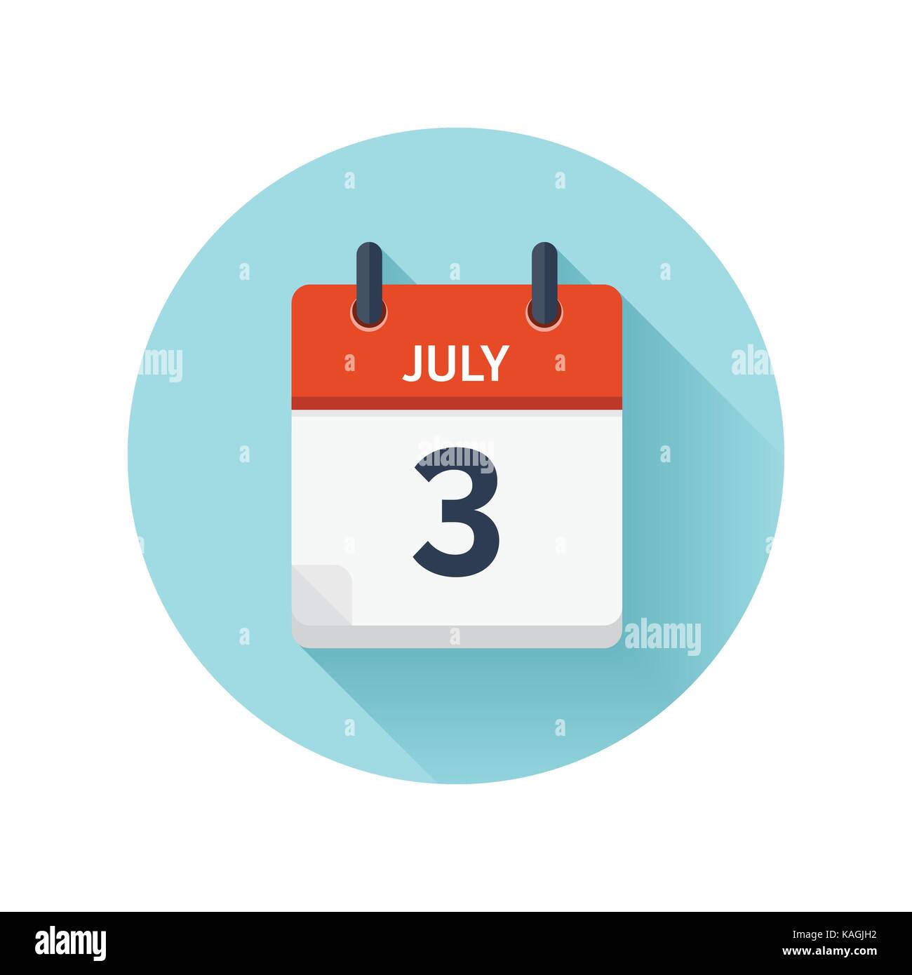 July 3. Vector flat daily calendar icon. Date and time, day, month 2018 ...