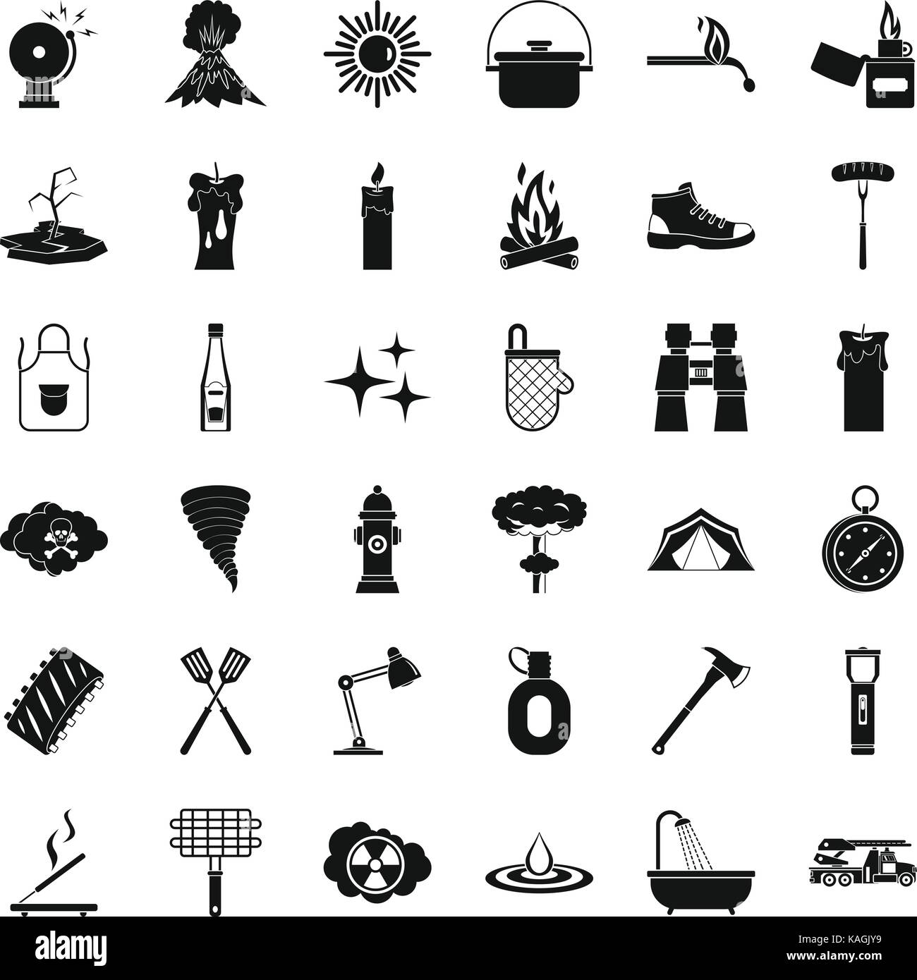 Flame icons set, simle style Stock Vector Image & Art - Alamy