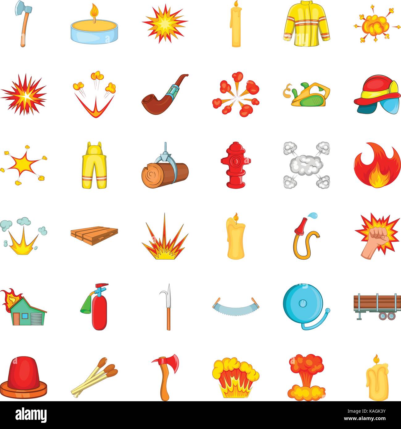 Fire icons set, cartoon style Stock Vector Image & Art - Alamy
