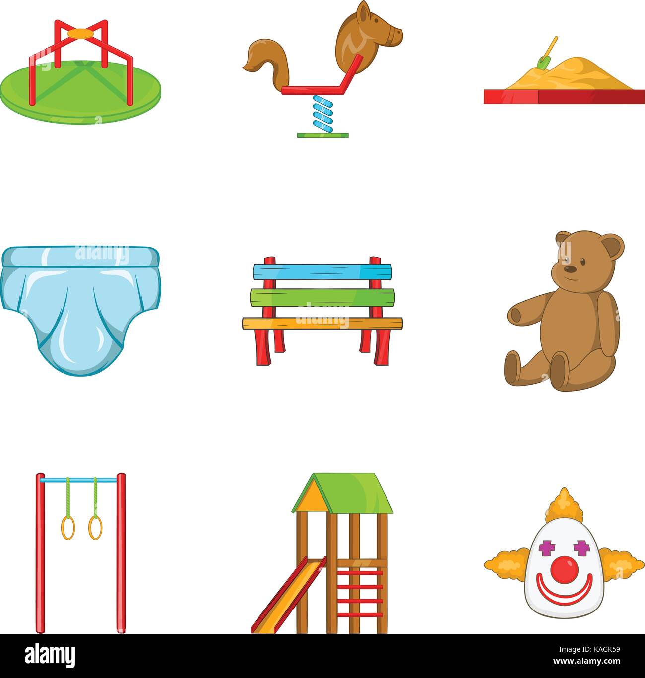 Great playground icons set, cartoon style Stock Vector Image & Art - Alamy