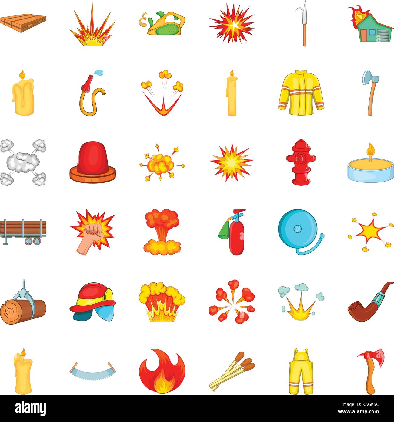 Firefighter icons set, cartoon style Stock Vector Image & Art - Alamy