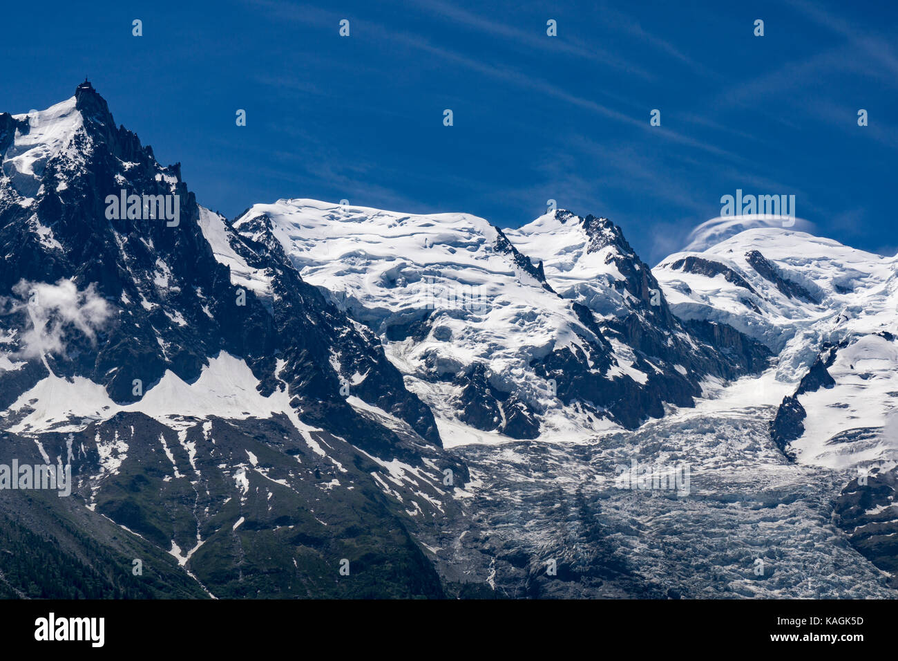 The beautiful majestic scenery of the Mont Blanc massif. French Alps ...