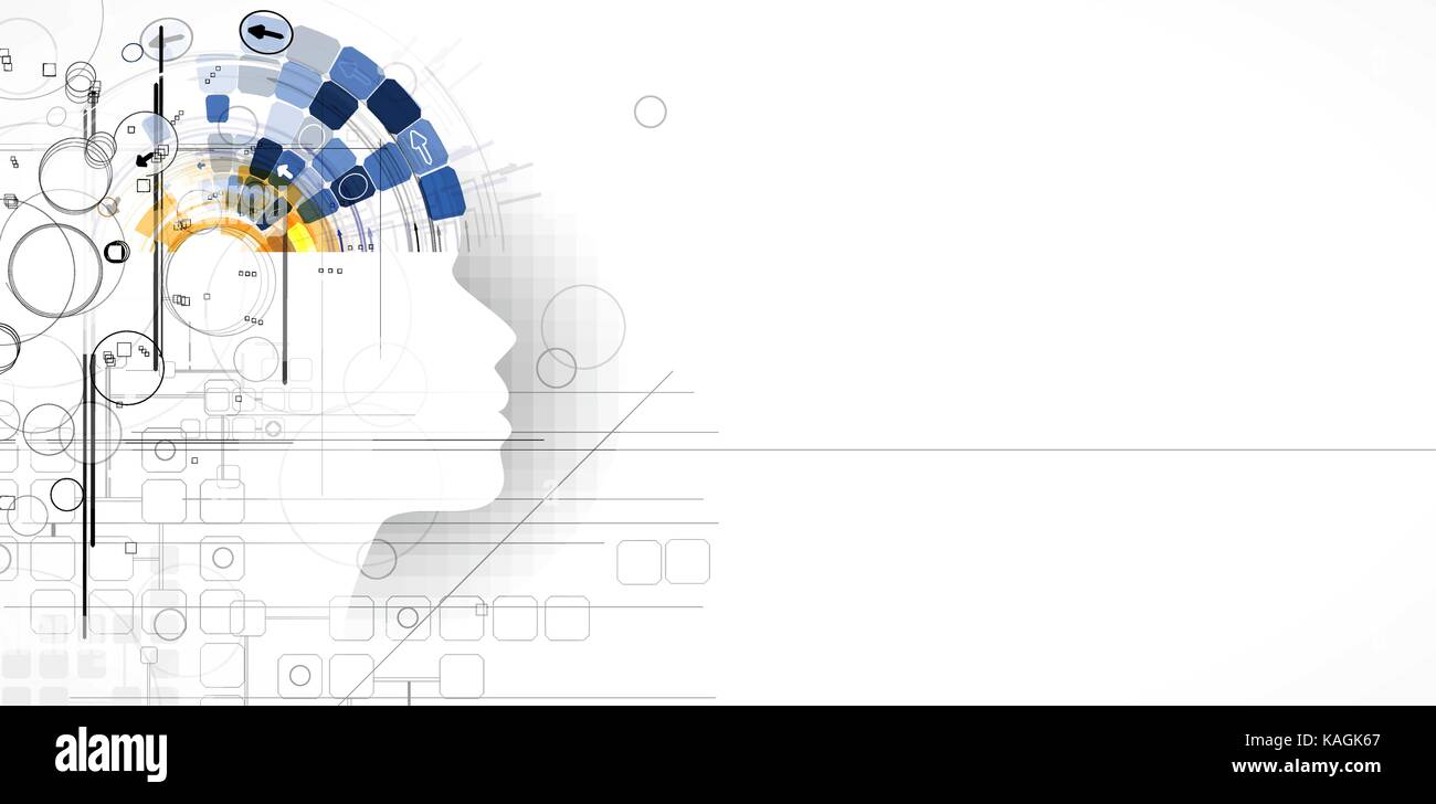 Abstract Artificial intelligence. Technology web background. Virtual ...