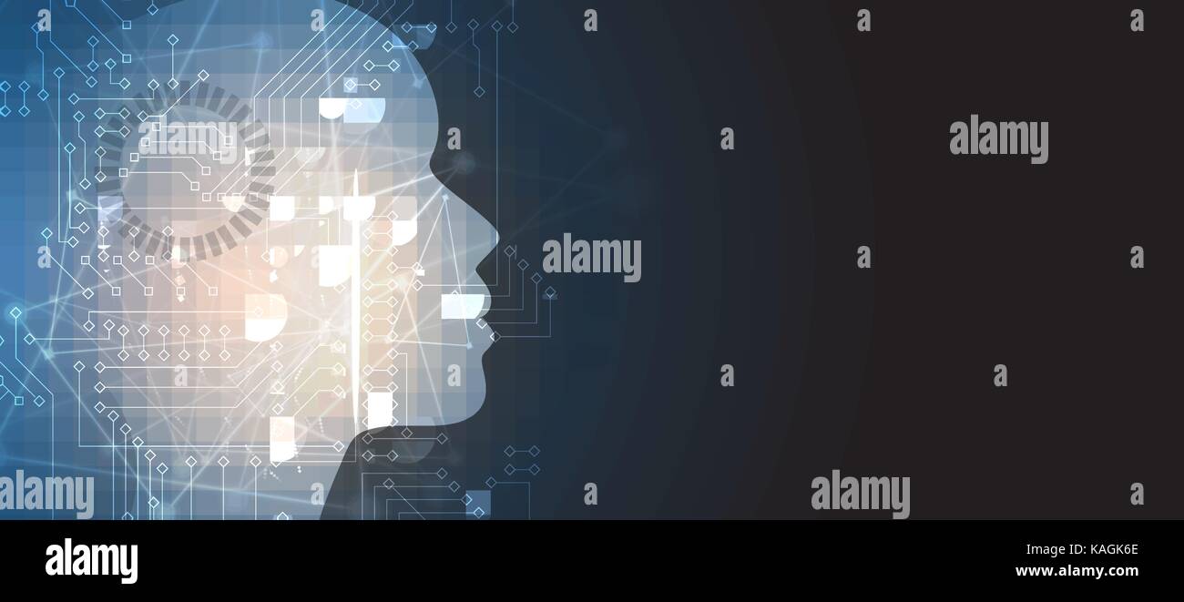 Abstract Artificial intelligence. Technology web background. Virtual ...