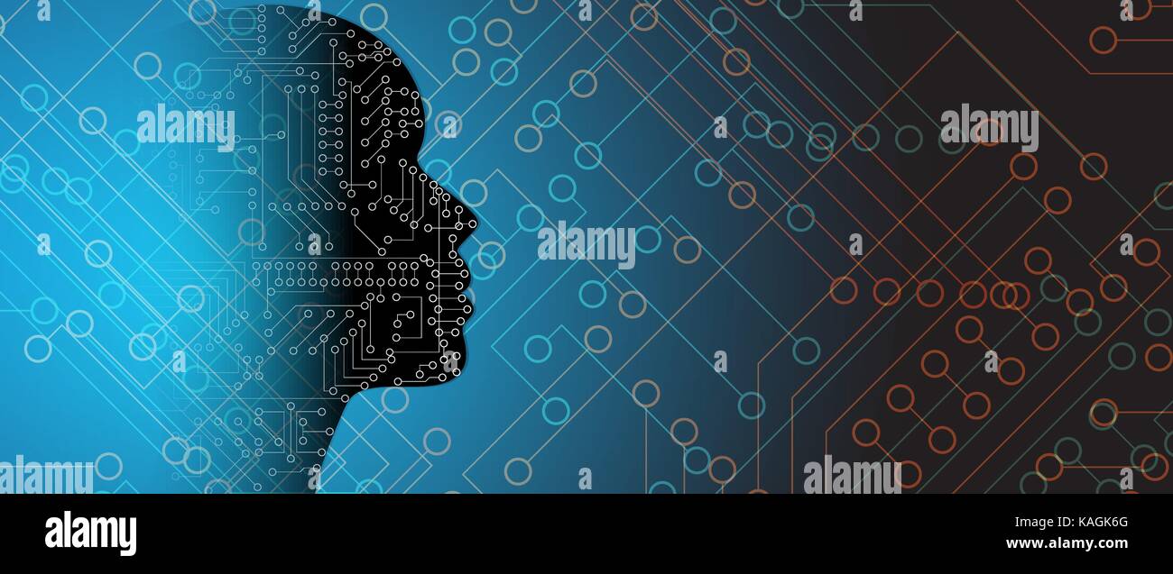 Abstract Artificial intelligence. Technology web background. Virtual ...