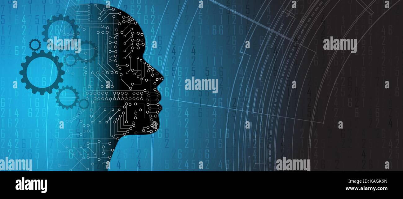 Abstract Artificial intelligence. Technology web background. Virtual ...