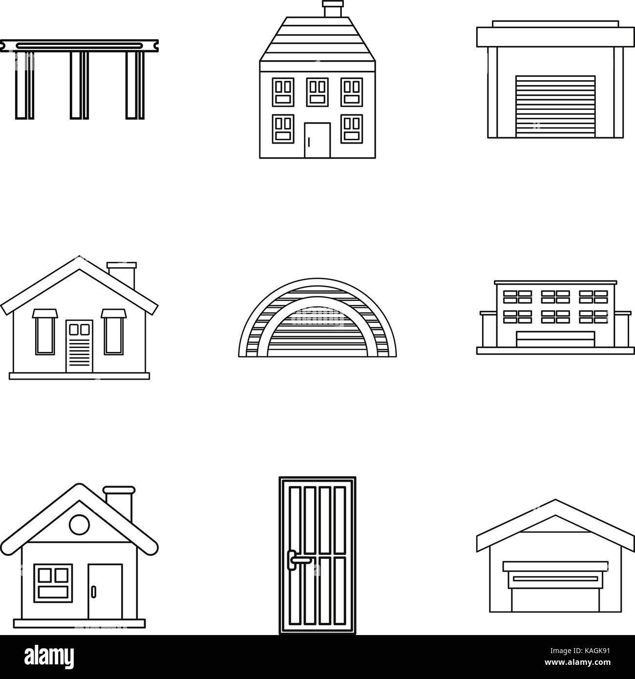 Exterior icons set, outline style Stock Vector Image & Art - Alamy