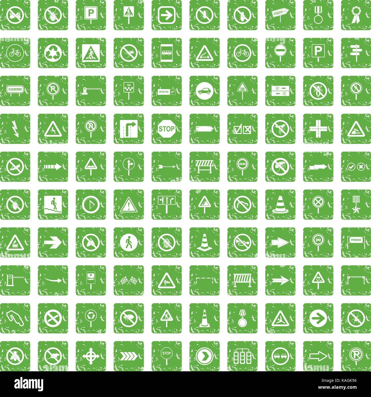 100 road signs icons set grunge green Stock Vector Image & Art - Alamy