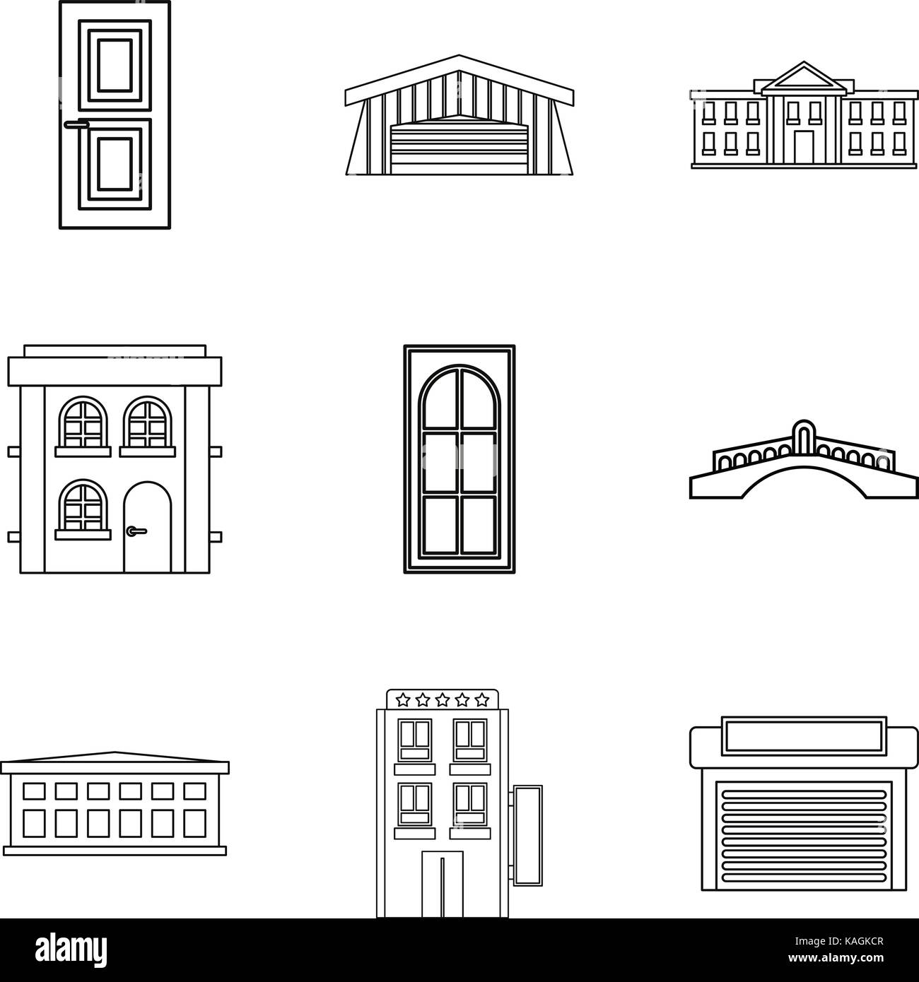 Entrance icons set, outline style Stock Vector Image & Art - Alamy