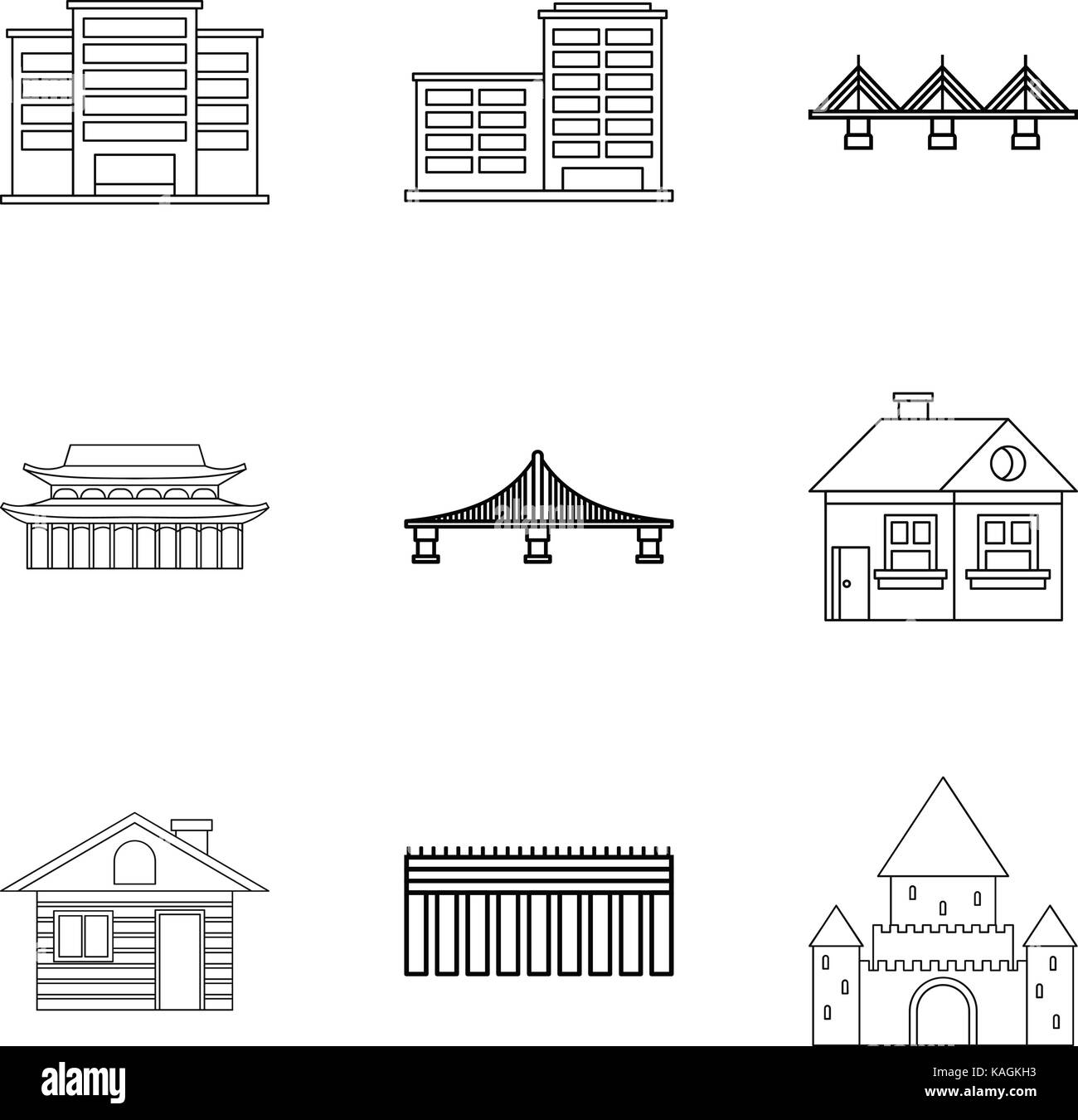 Concrete building icons set, outline style Stock Vector Image & Art - Alamy