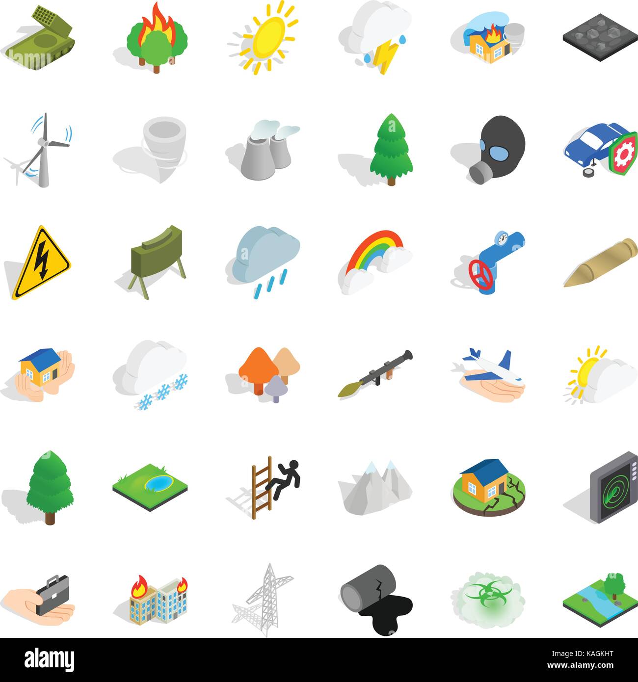 Burning tree icons set, isometric style Stock Vector Image & Art - Alamy