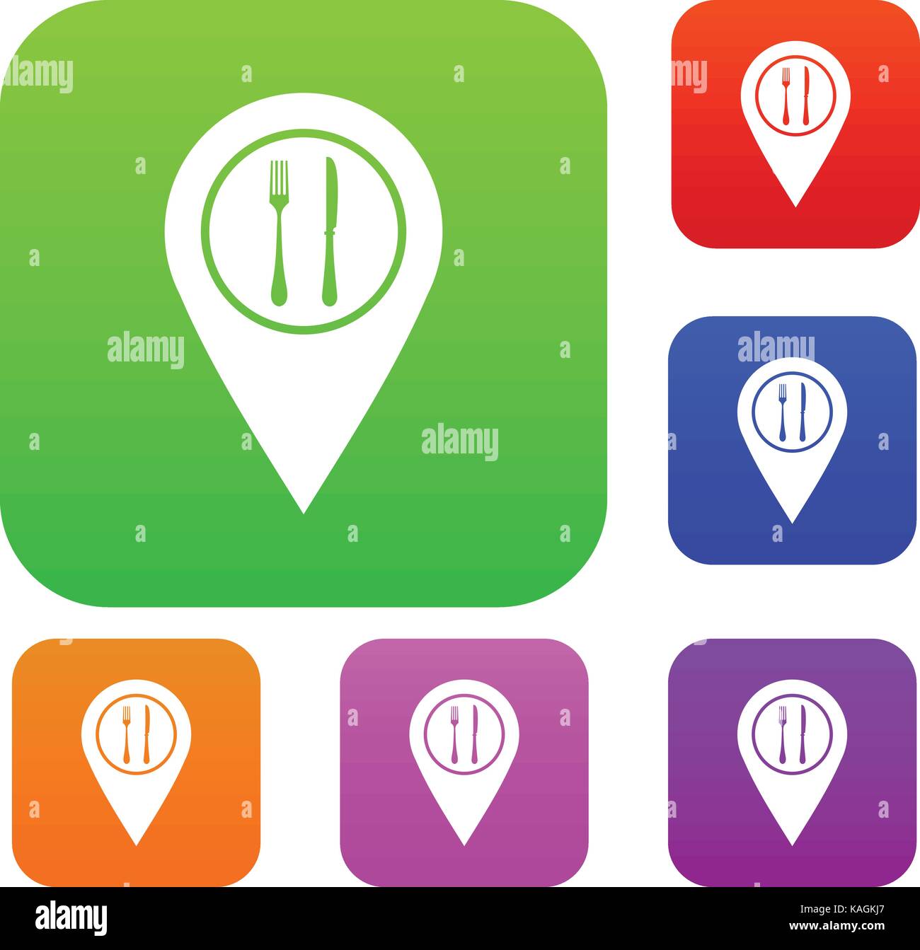 Map pin pointer with cafe or restaurant sign set color collection Stock ...