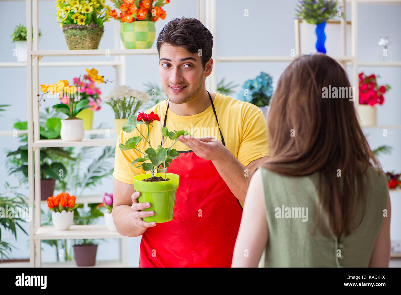 Florist selling flowers in a flower shop Stock Photo - Alamy