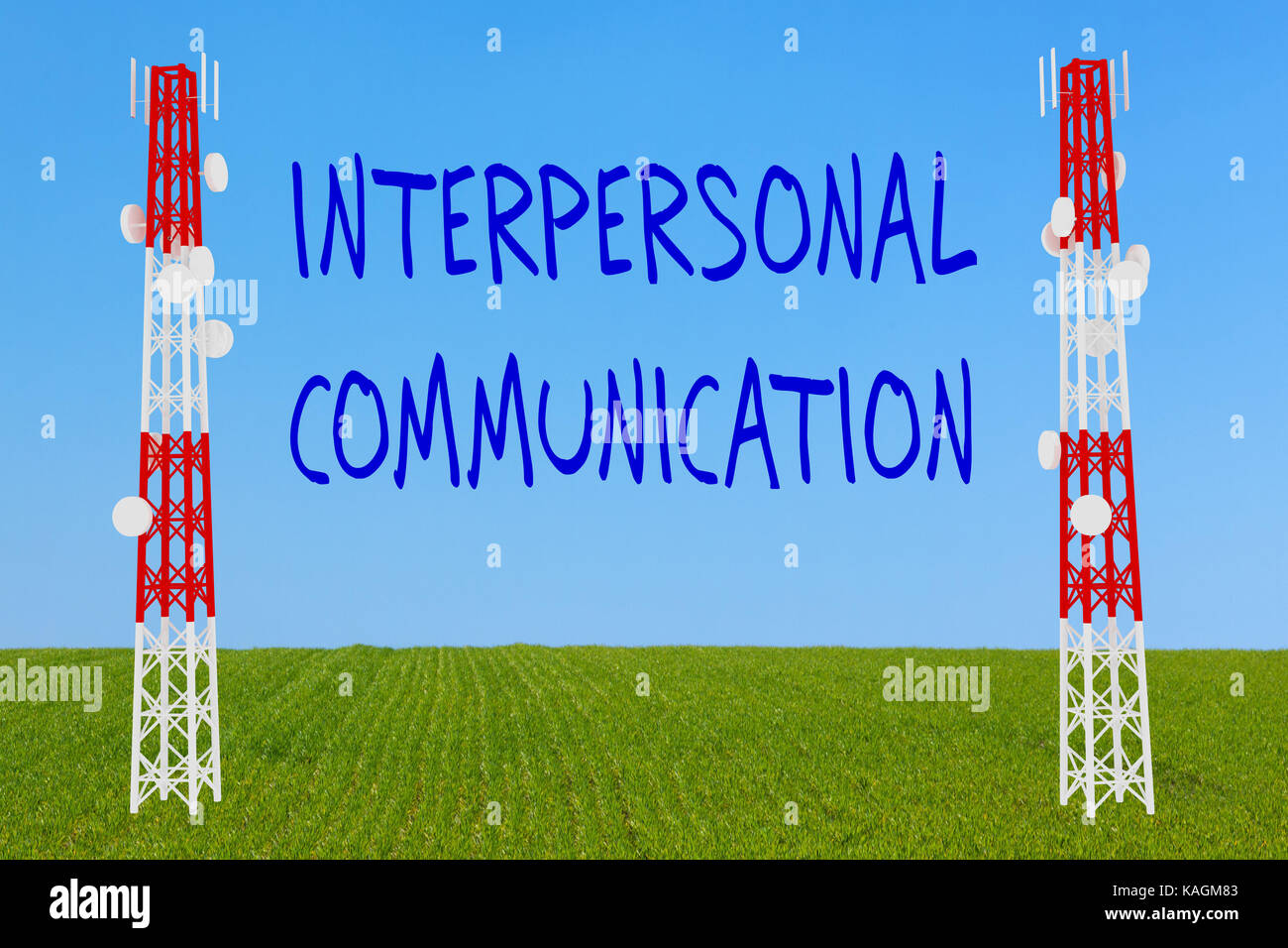 3D illustration of "INTERPERSONAL COMMUNICATION" script two ...