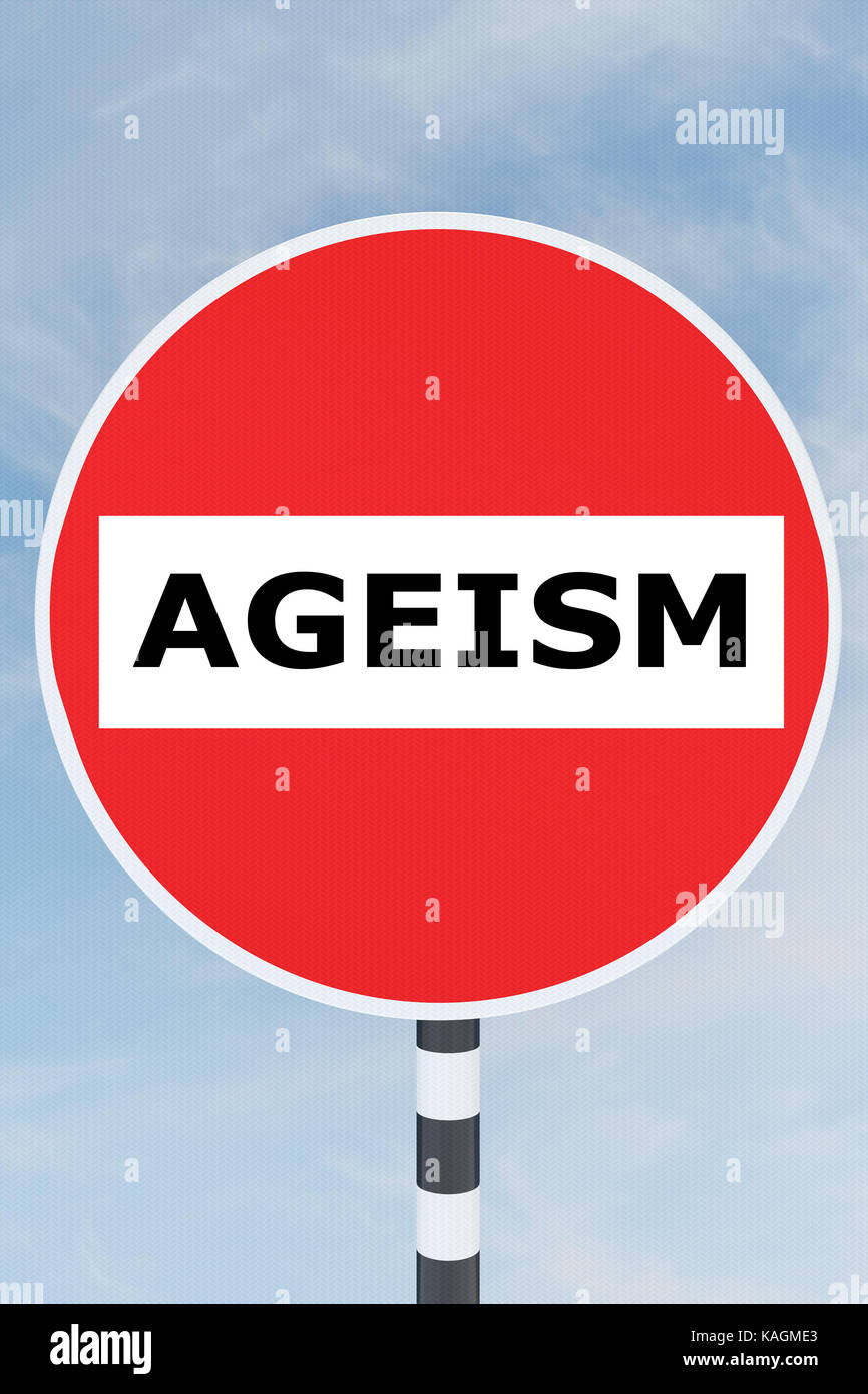 3D illustration of "AGEISM" title on No Entry road sign Stock Photo - Alamy