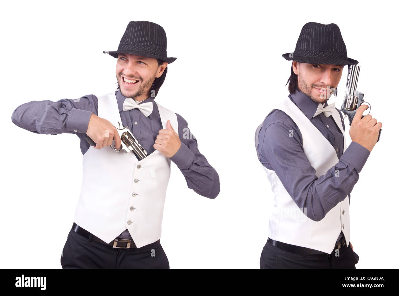 Man with gun isolated on the white Stock Photo - Alamy