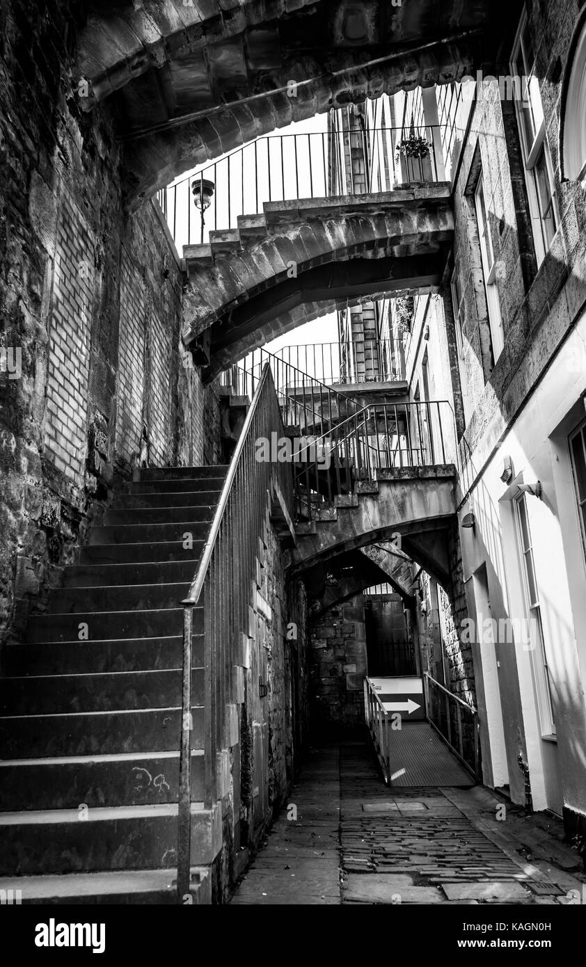 Edinburgh Stairs in black and white Stock Photo - Alamy