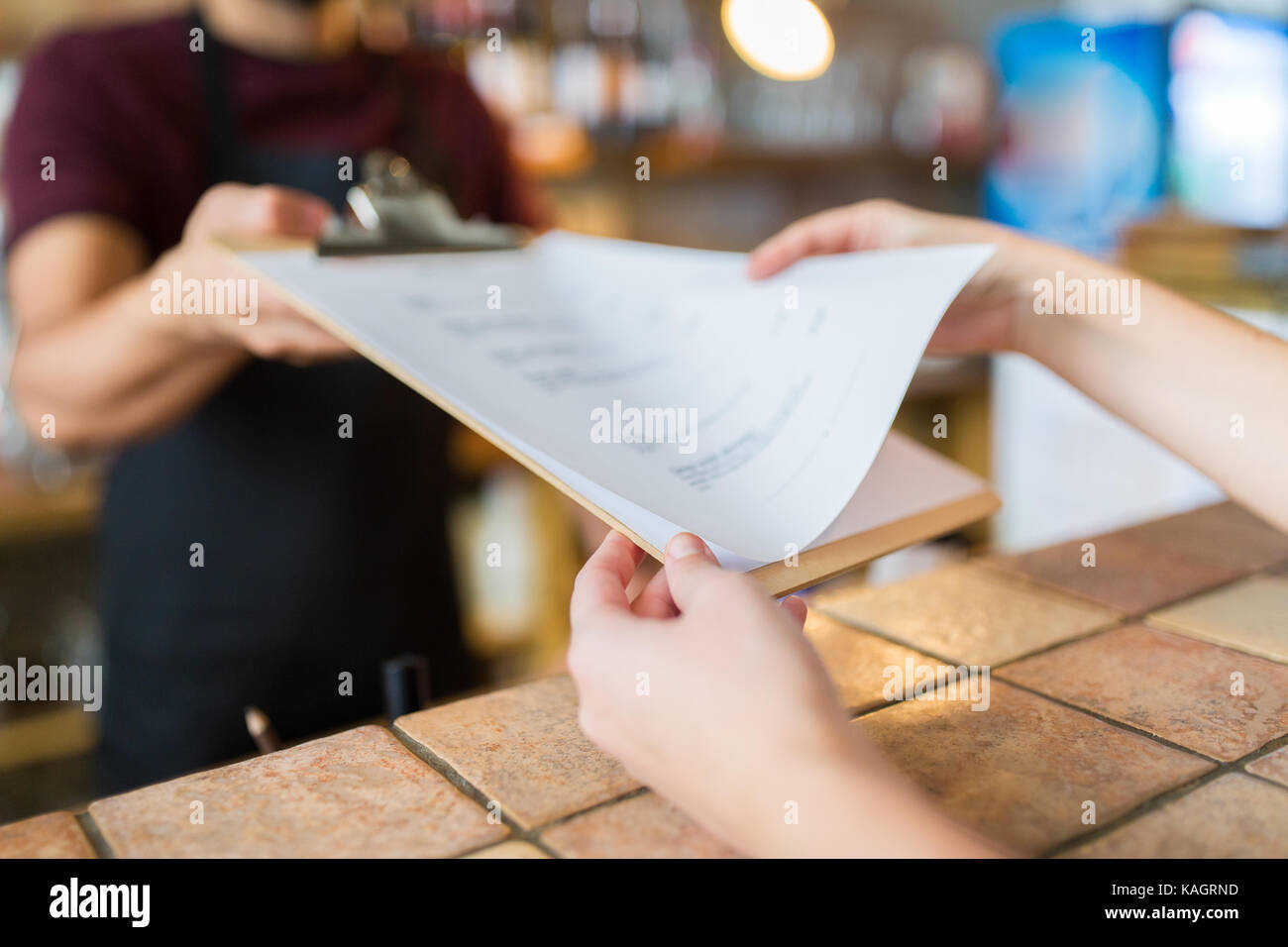 Menu and customer hi-res stock photography and images - Alamy