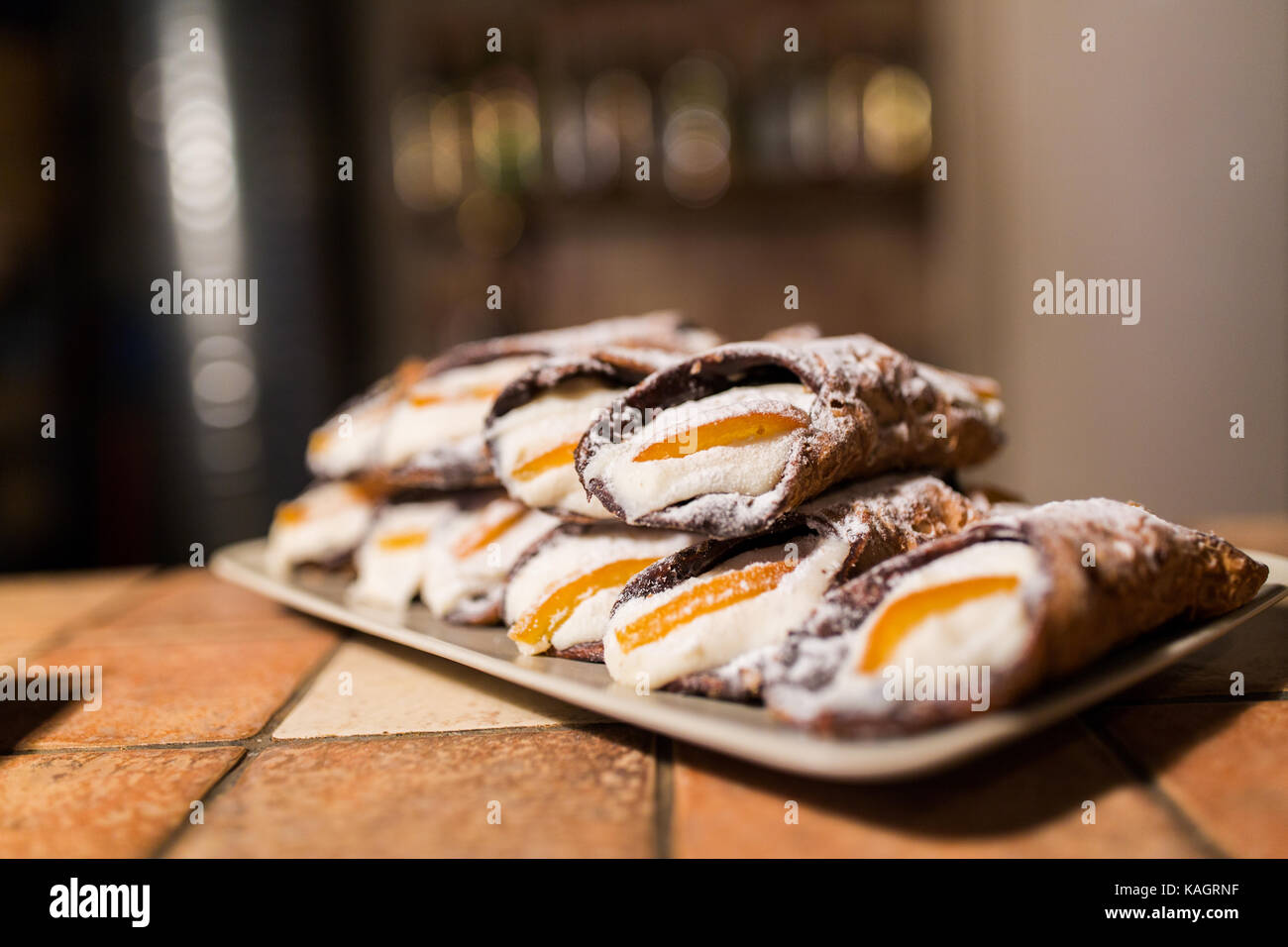pastry on plate at bakery Stock Photo - Alamy