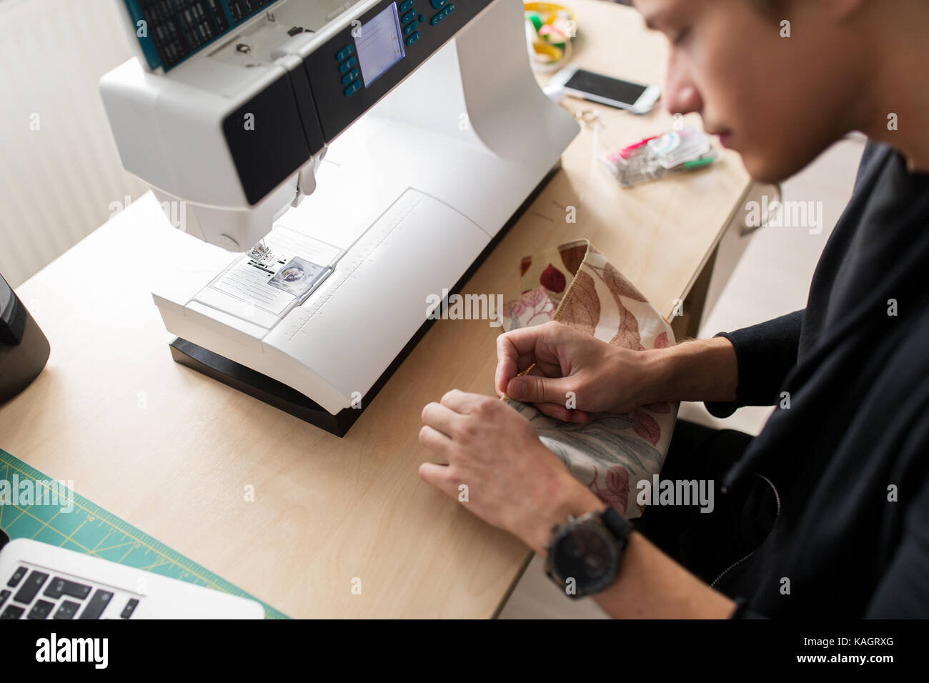 fashion designer with making dress at studio Stock Photo - Alamy
