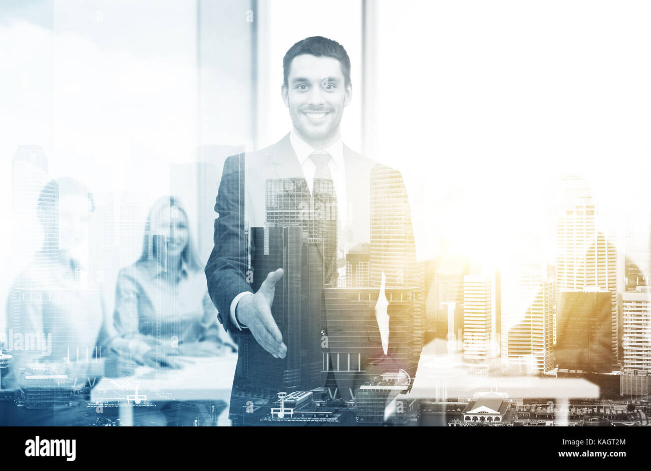businessman with open hand ready for handshake Stock Photo - Alamy