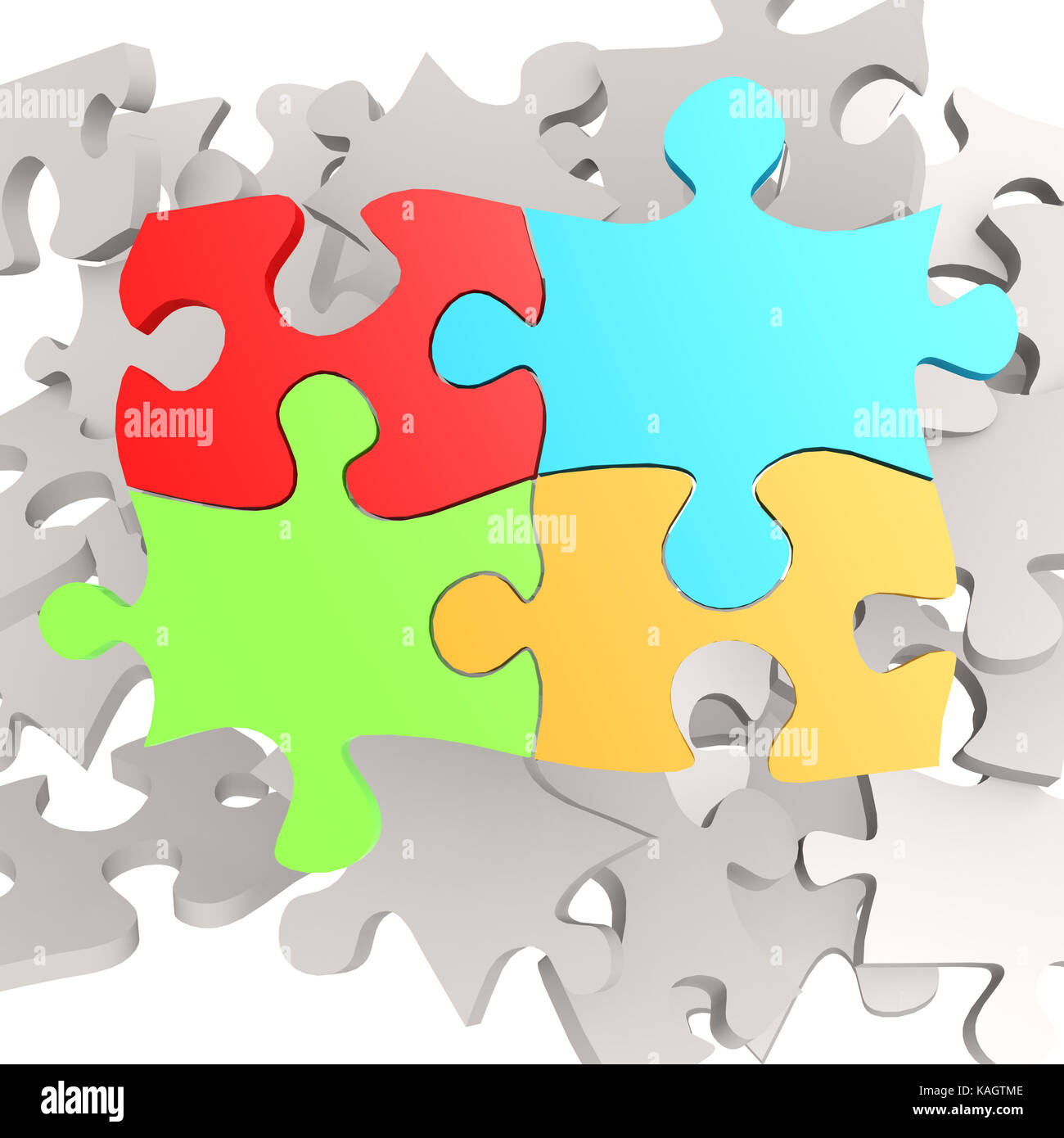 Puzzle jigsaw four color Stock Photo - Alamy