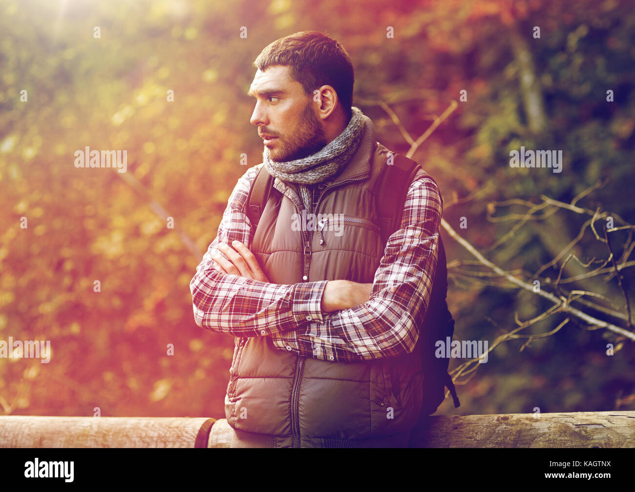man with backpack outdoors Stock Photo - Alamy
