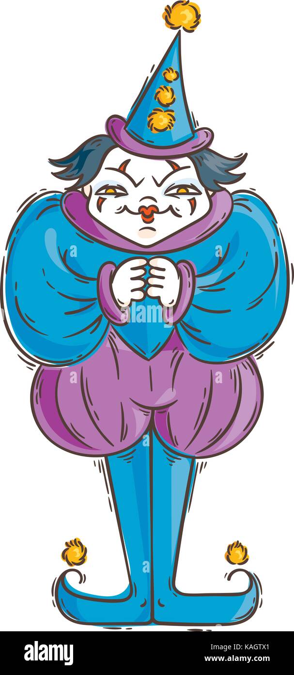 Angry evil clown with a bloody knifes. Vector illustration Stock Vector ...